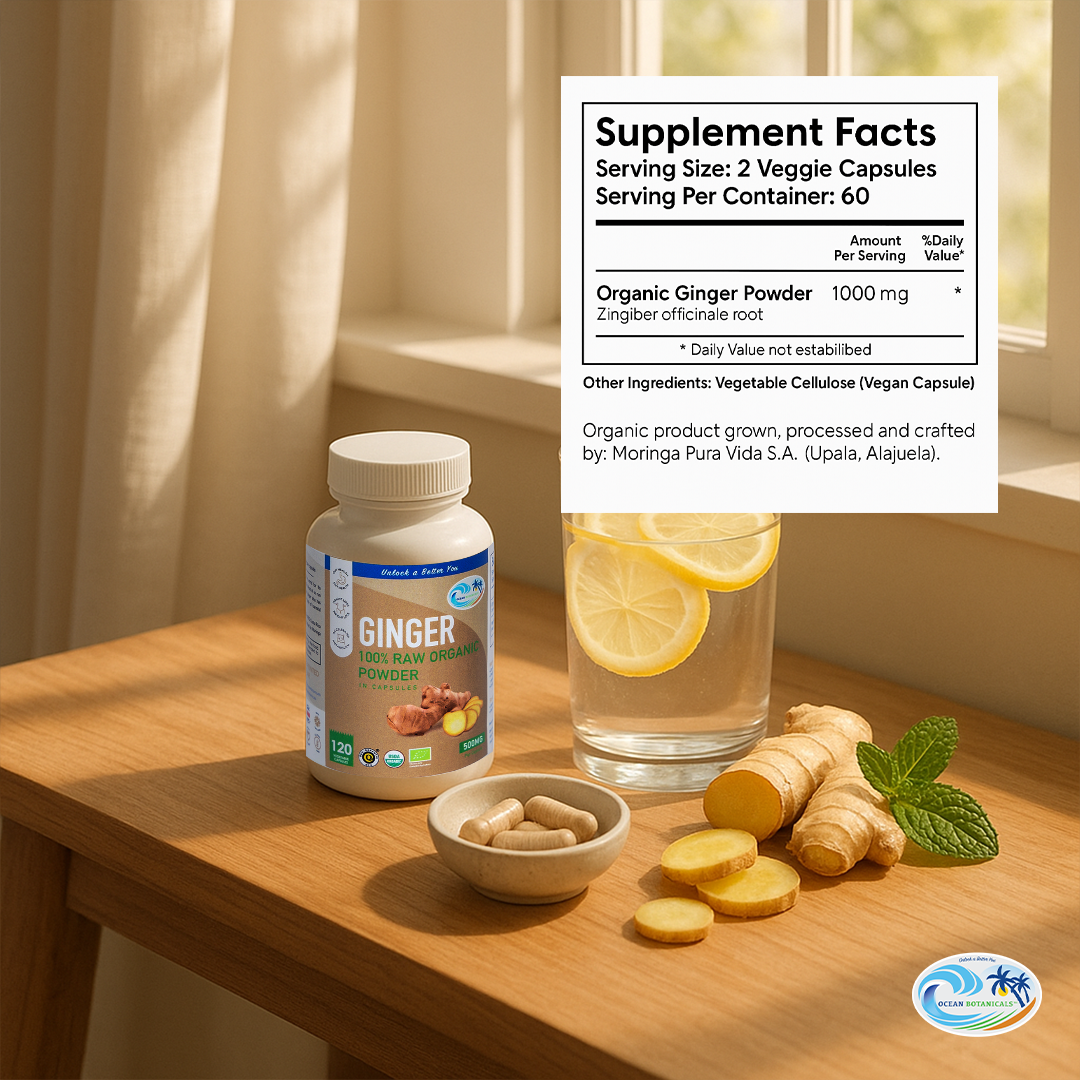 USDA-Certified Organic Ginger Capsules | Ocean Botanicals