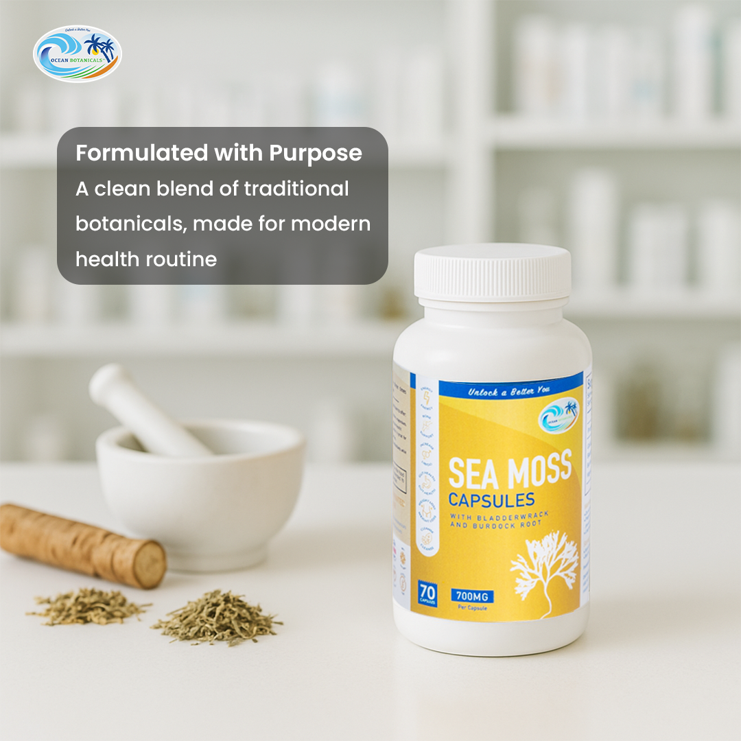 Sea Moss, Bladderwrack & Burdock Capsules – Ocean Botanicals